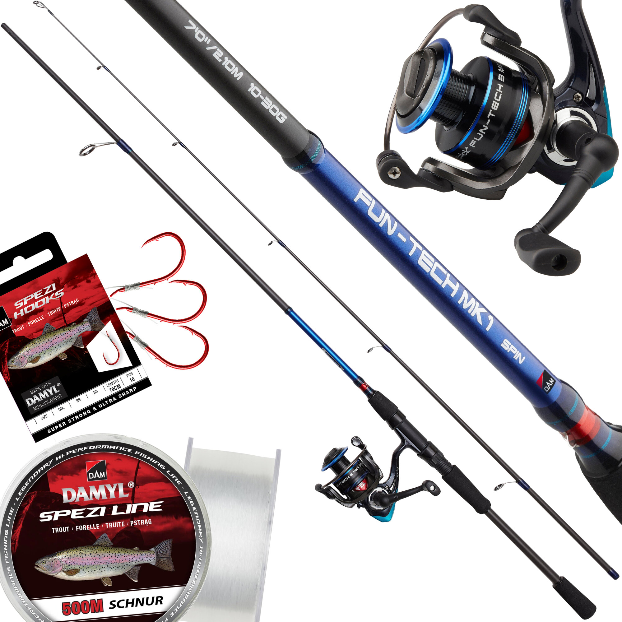 DAM Angelset Profi Fun-Tech MK 1 - Barsch & Forelle 2,13 m / 3000FD ...
